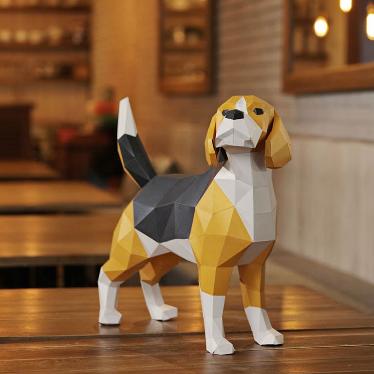 3D Beagle Dog Model - Papercraft Dog Art - PAPERCRAFT WORLD