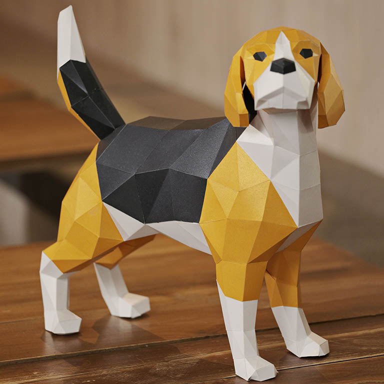 3D Beagle Dog Model - Papercraft Dog Art - PAPERCRAFT WORLD