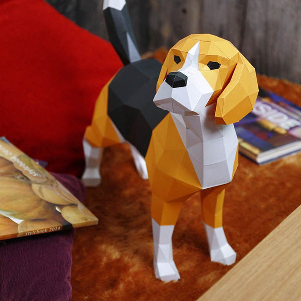 3D Beagle Dog Model - Papercraft Dog Art - PAPERCRAFT WORLD