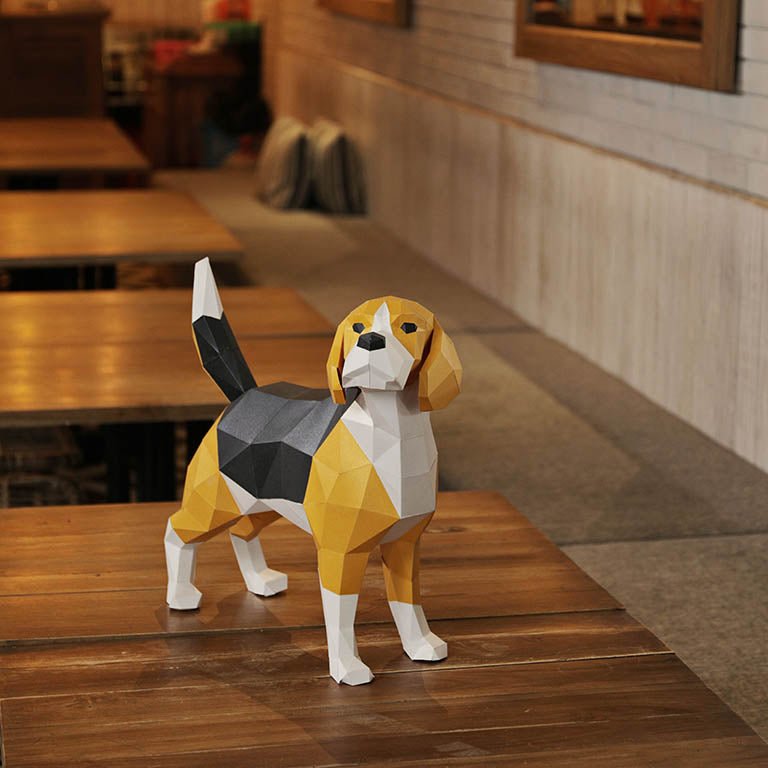 3D Beagle Dog Model - Papercraft Dog Art - PAPERCRAFT WORLD