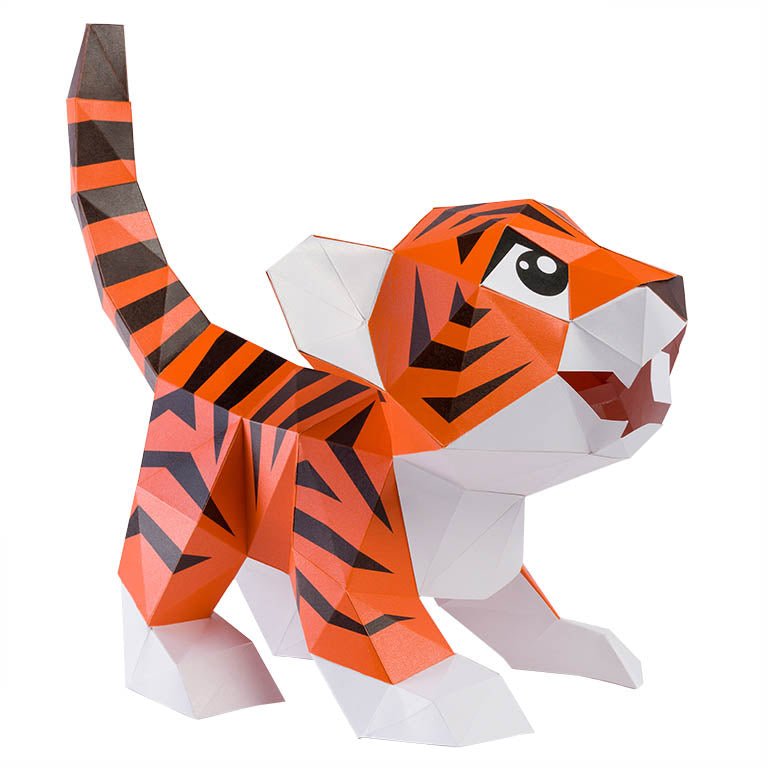 Baby Tiger Lamp | 3D Paper Tiger Model - PAPERCRAFT WORLD