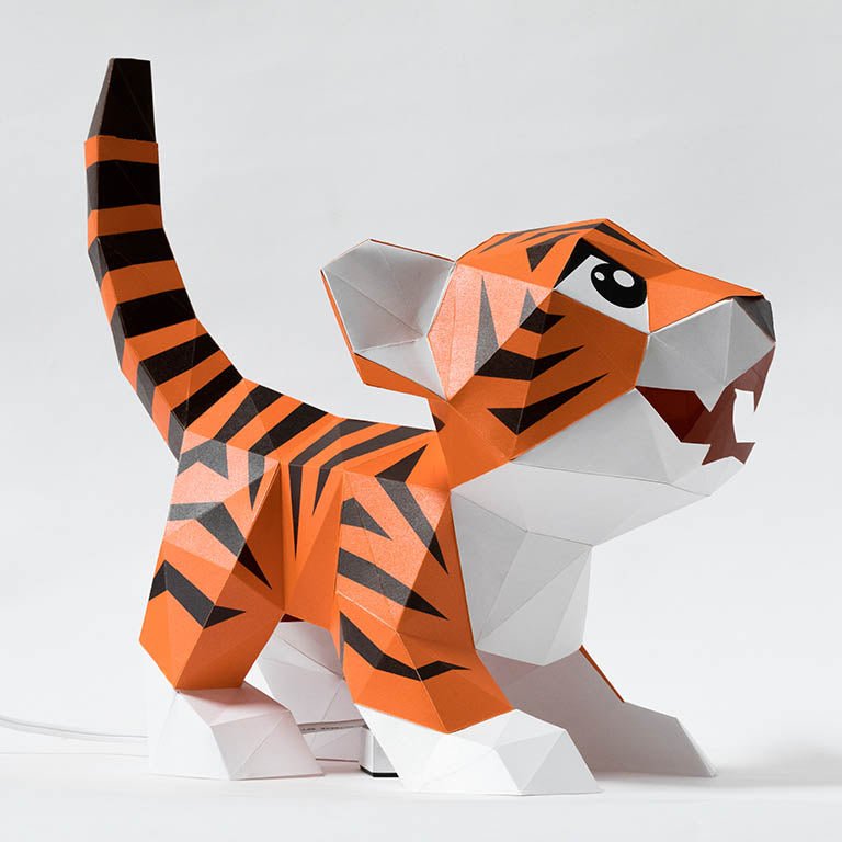 Baby Tiger Lamp | 3D Paper Tiger Model - PAPERCRAFT WORLD