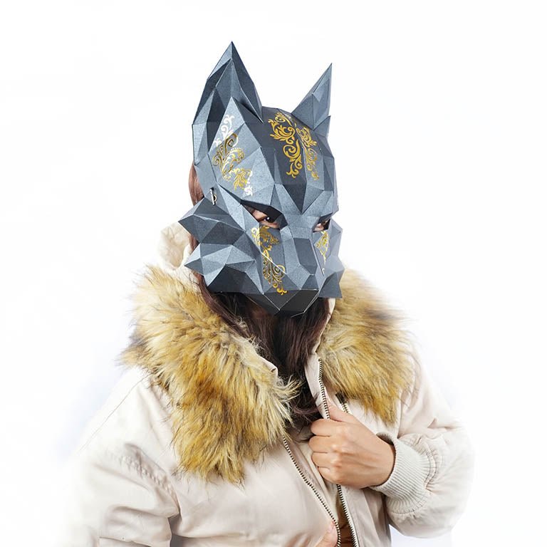 Futuristic Fox Mask - Black - PAPERCRAFT WORLD