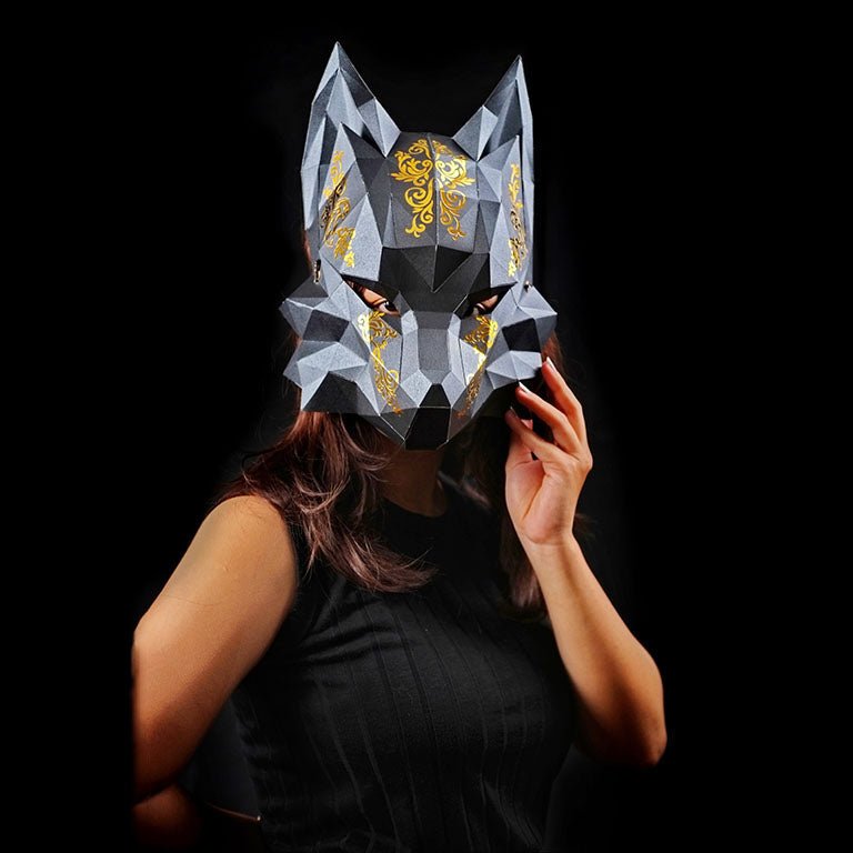 Futuristic Fox Mask - Black - PAPERCRAFT WORLD