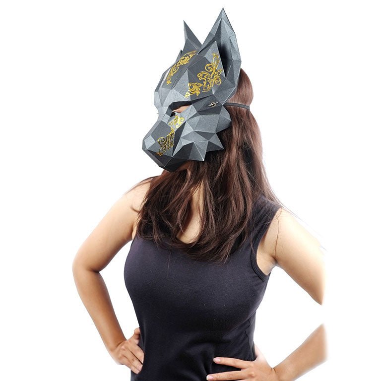 Futuristic Fox Mask - Black - PAPERCRAFT WORLD