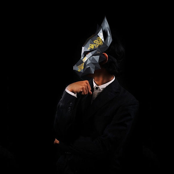 Futuristic Fox Mask - Black - PAPERCRAFT WORLD
