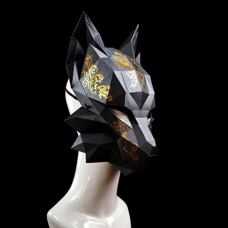 Futuristic Fox Mask - Black - PAPERCRAFT WORLD