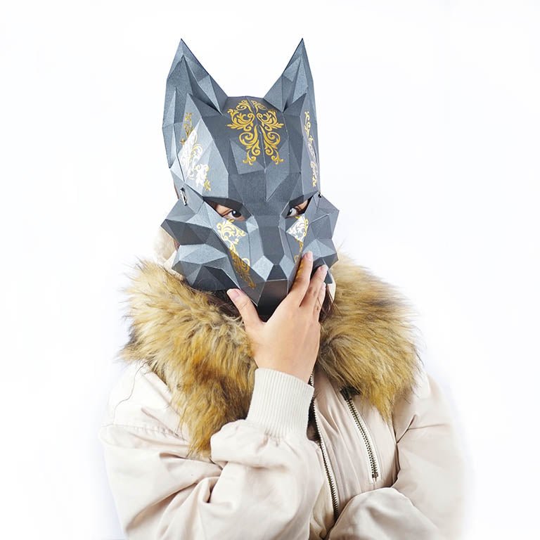 Futuristic Fox Mask - Black - PAPERCRAFT WORLD