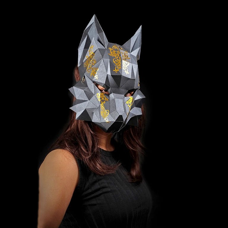 Futuristic Fox Mask - Black - PAPERCRAFT WORLD