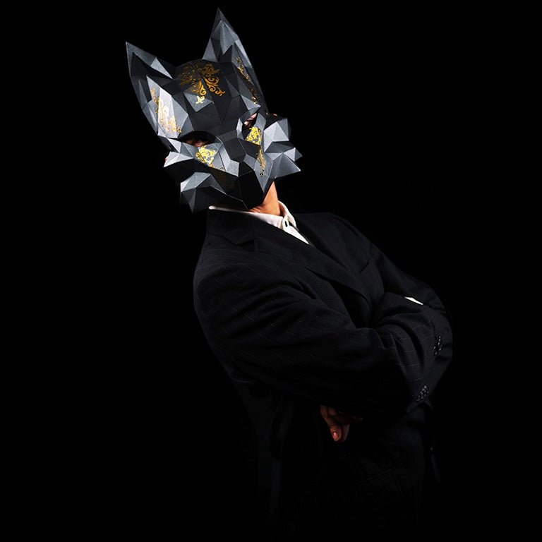 Futuristic Fox Mask - Black - PAPERCRAFT WORLD