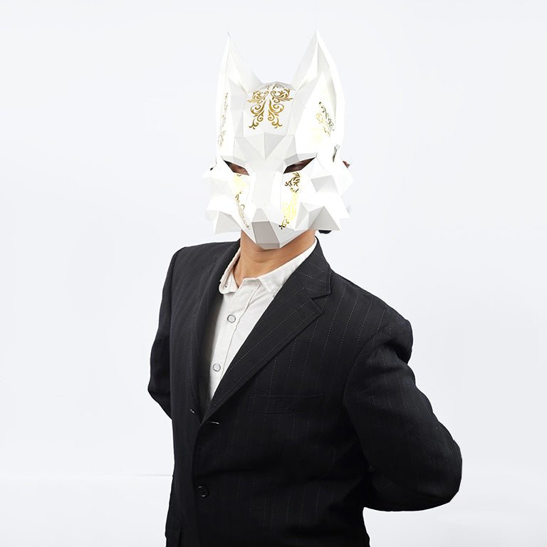 Futuristic Fox Mask - White - PAPERCRAFT WORLD