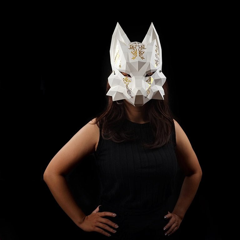 Futuristic Fox Mask - White - PAPERCRAFT WORLD
