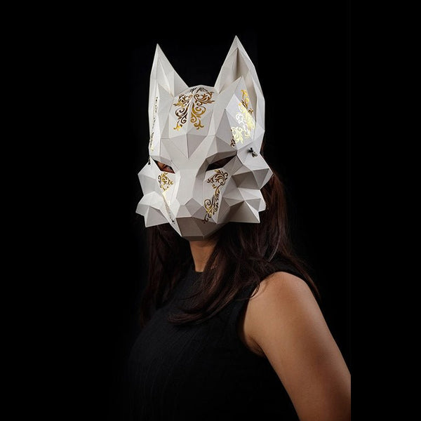 Futuristic Fox Mask - White - PAPERCRAFT WORLD