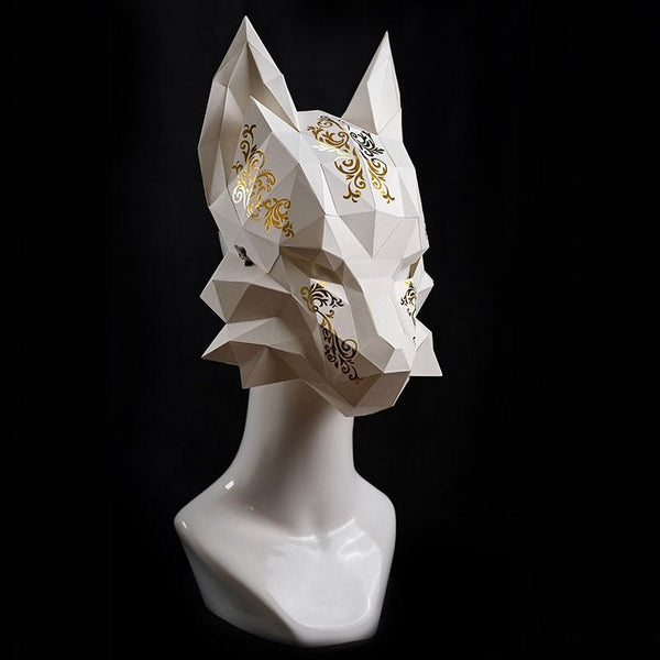 Futuristic Fox Mask - White - PAPERCRAFT WORLD