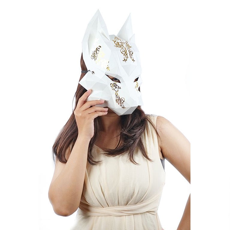 Futuristic Fox Mask - White - PAPERCRAFT WORLD