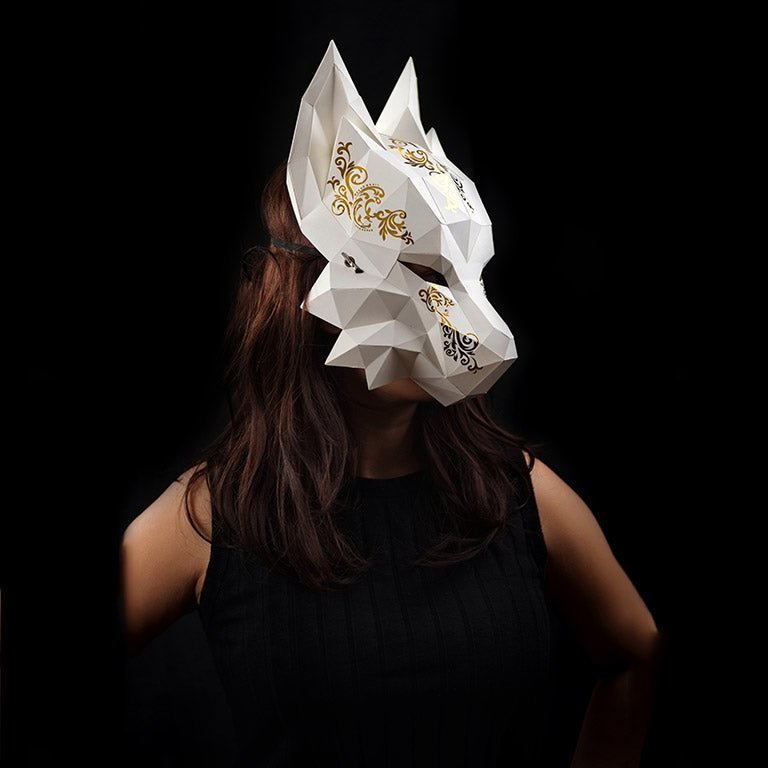 Futuristic Fox Mask - White - PAPERCRAFT WORLD