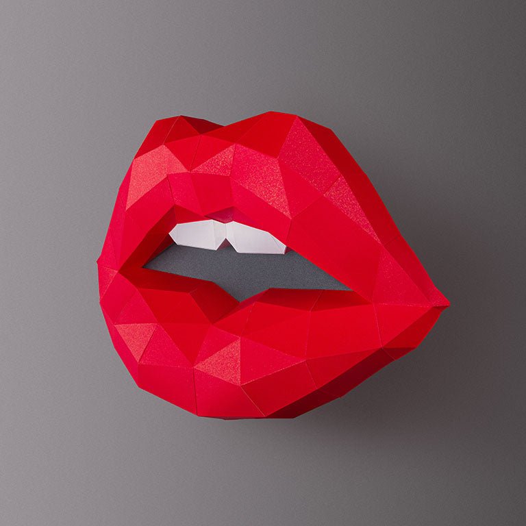 3D Red Paper Lips Wall Art - Papercraft Wall Decor - PAPERCRAFT WORLD