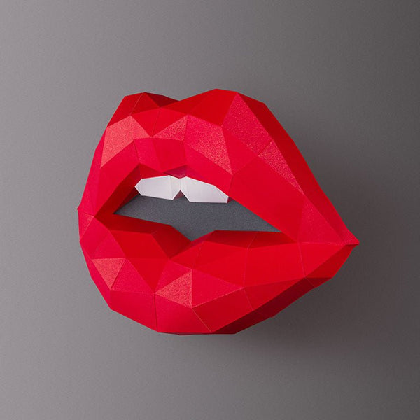 3D Red Paper Lips Wall Art - Papercraft Wall Decor - PAPERCRAFT WORLD