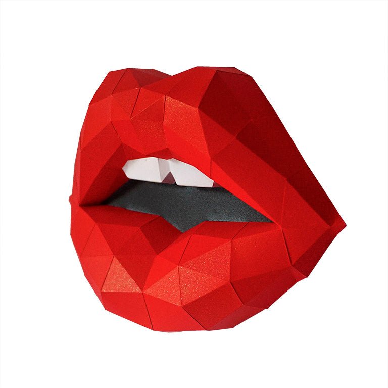 3D Red Paper Lips Wall Art - Papercraft Wall Decor - PAPERCRAFT WORLD