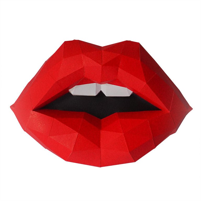 3D Red Paper Lips Wall Art - Papercraft Wall Decor - PAPERCRAFT WORLD