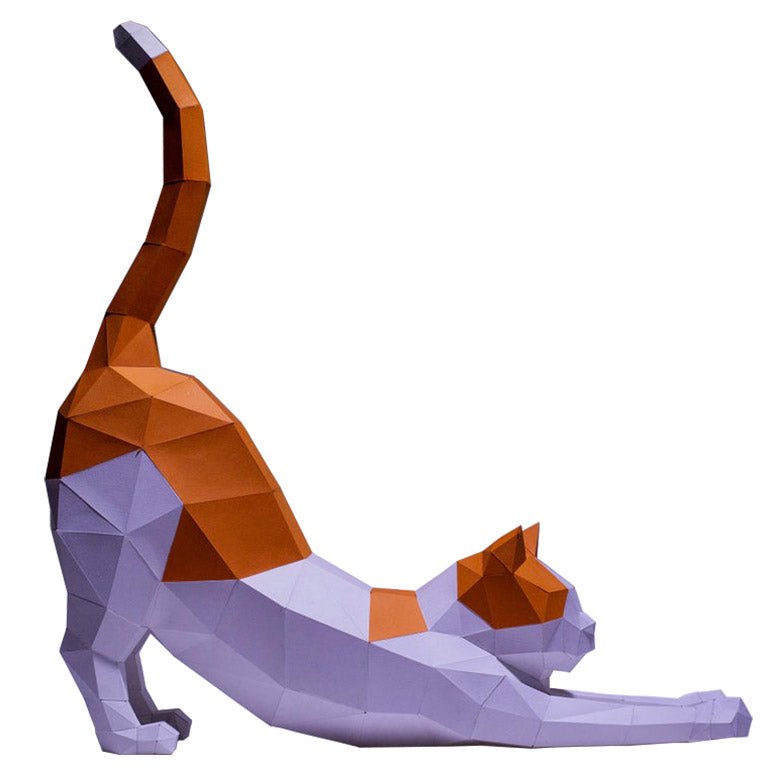 Stretching Cat 3D Model | Papercraft Cat Art - PAPERCRAFT WORLD