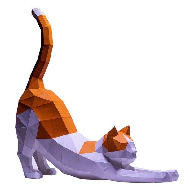 Stretching Cat 3D Model | Papercraft Cat Art - PAPERCRAFT WORLD