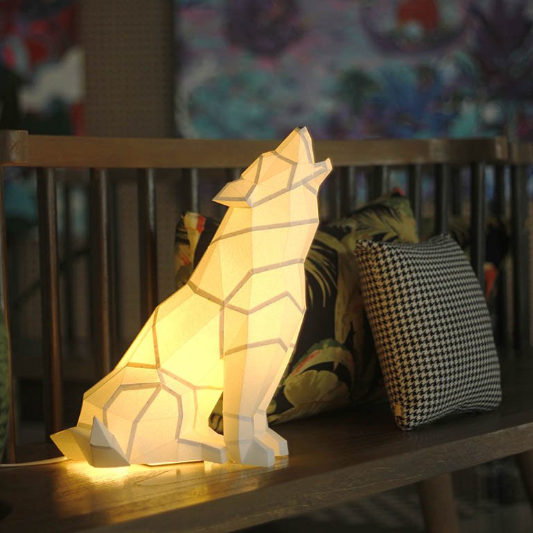 Wolf Lamp 3D Paper Model | Wolf Night Light - PAPERCRAFT WORLD