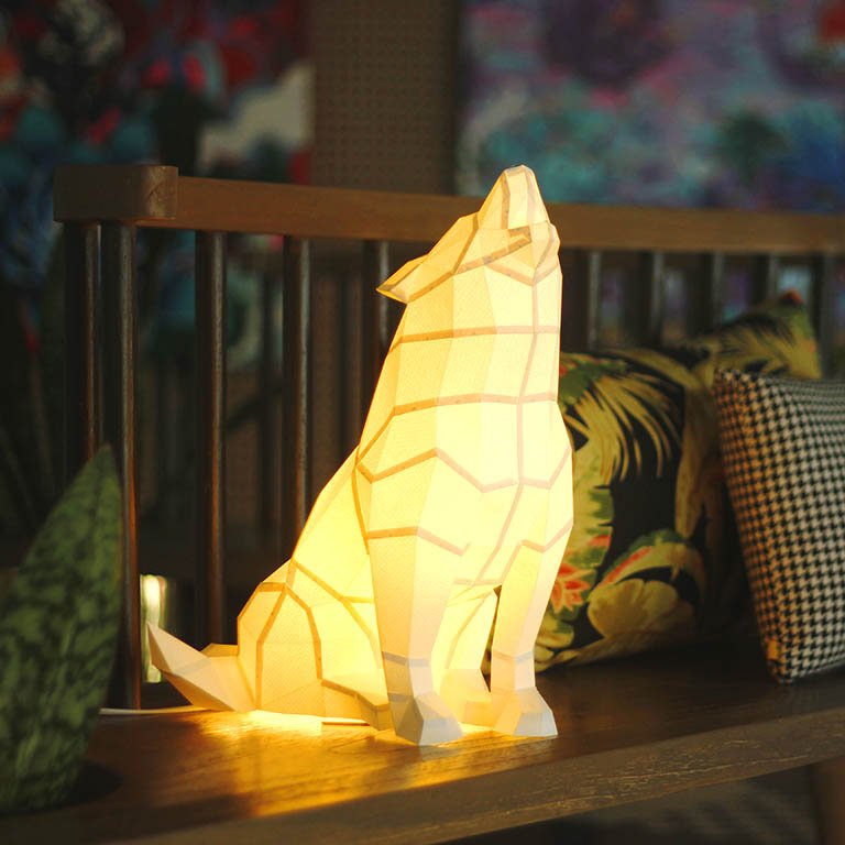 Wolf Lamp 3D Paper Model | Wolf Night Light - PAPERCRAFT WORLD